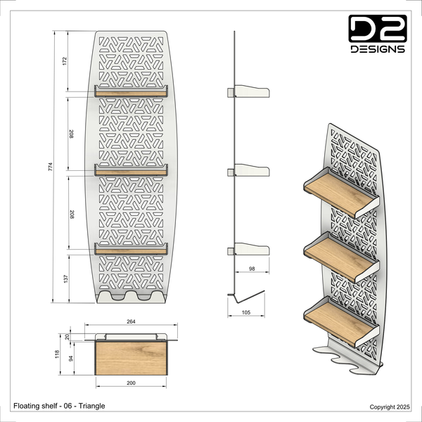 Floating shelf - 06 - Triangles – D2 Designs